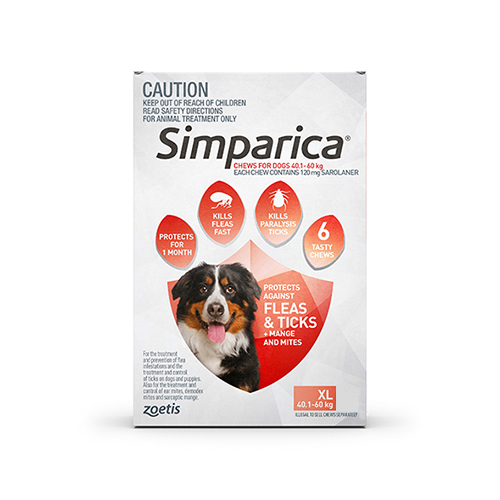 Simparica Chewables For Xlarge Dogs 40.1-60kg (Red) 3 Pack